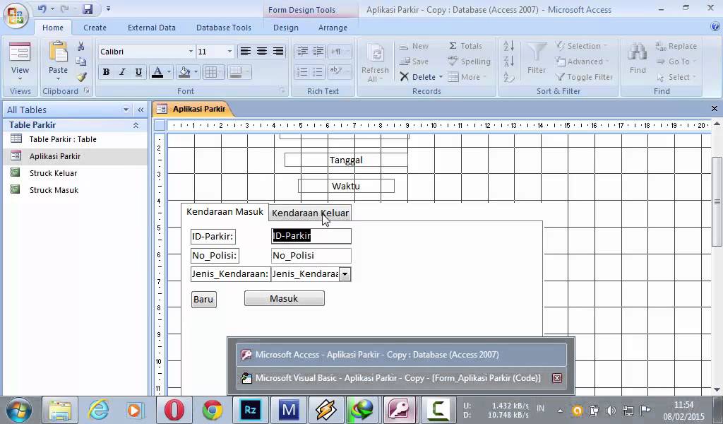 Tutorial Membuat Aplikasi Parkir Dengan Ms.Access 2007 Bag.2 - YouTube