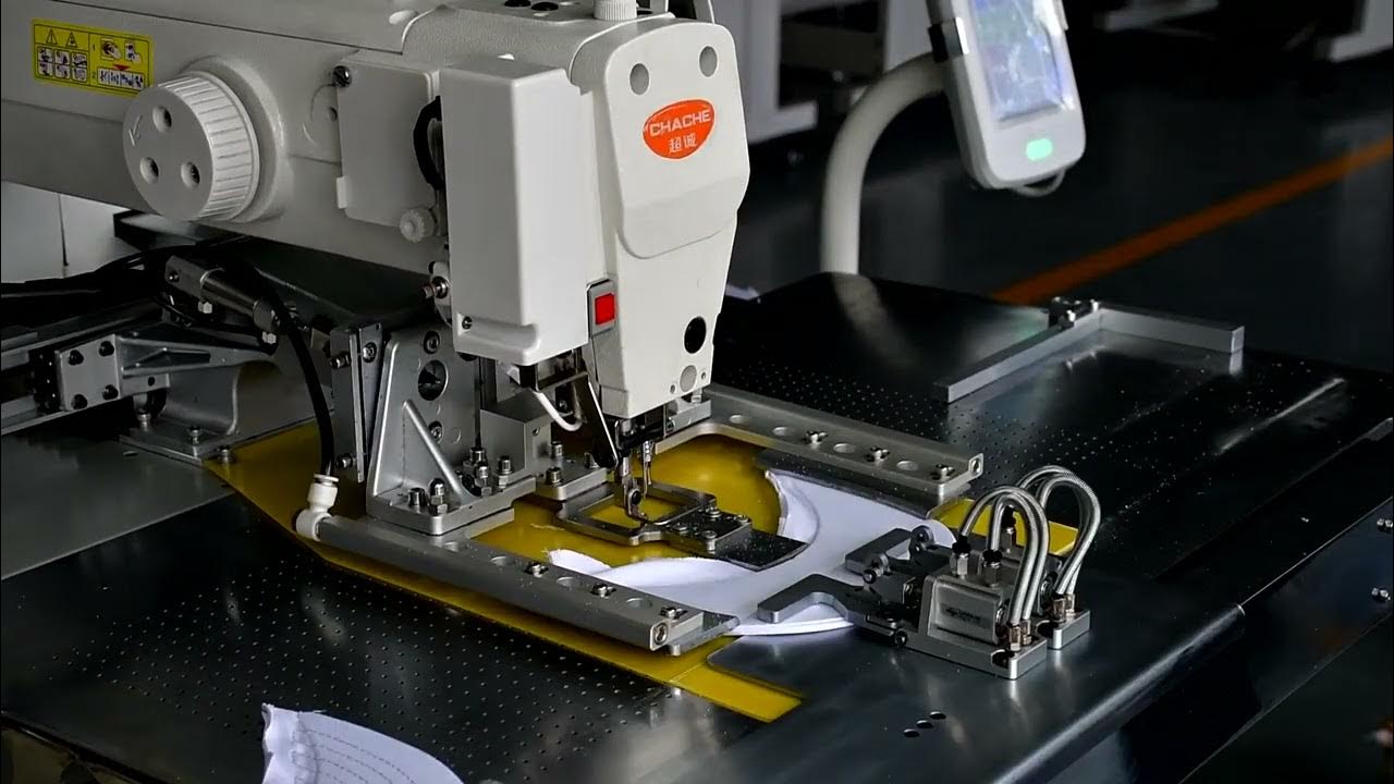 Automatic sewing machine for cap visor sewing - YouTube