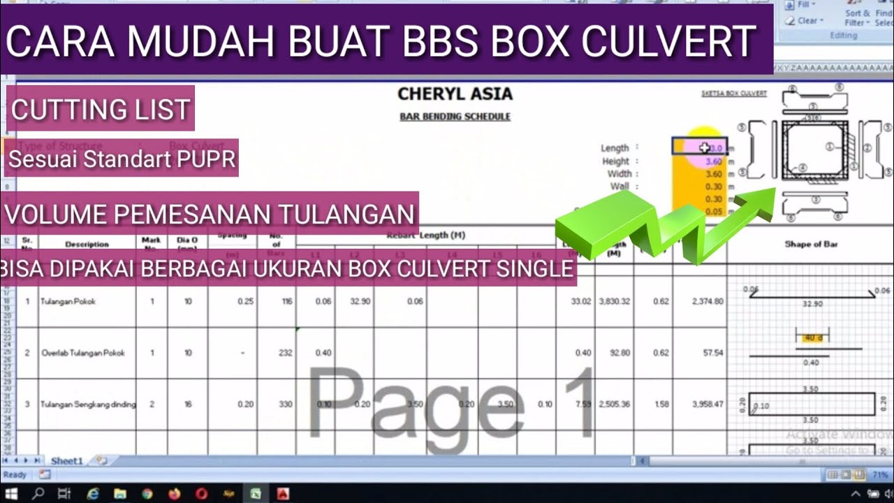 Cara Mudah Hitung Volume Tulangan Box Culvert Single Dengan Mudah