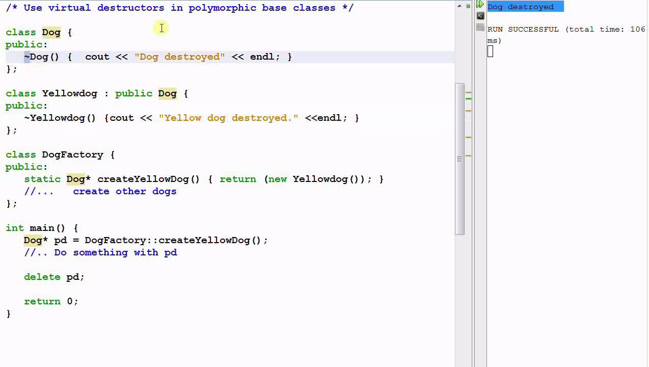 Advanced C++: Virtual Destructor and Smart Destructor - YouTube