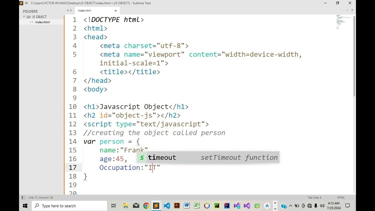 Creating Javascript Object Youtube