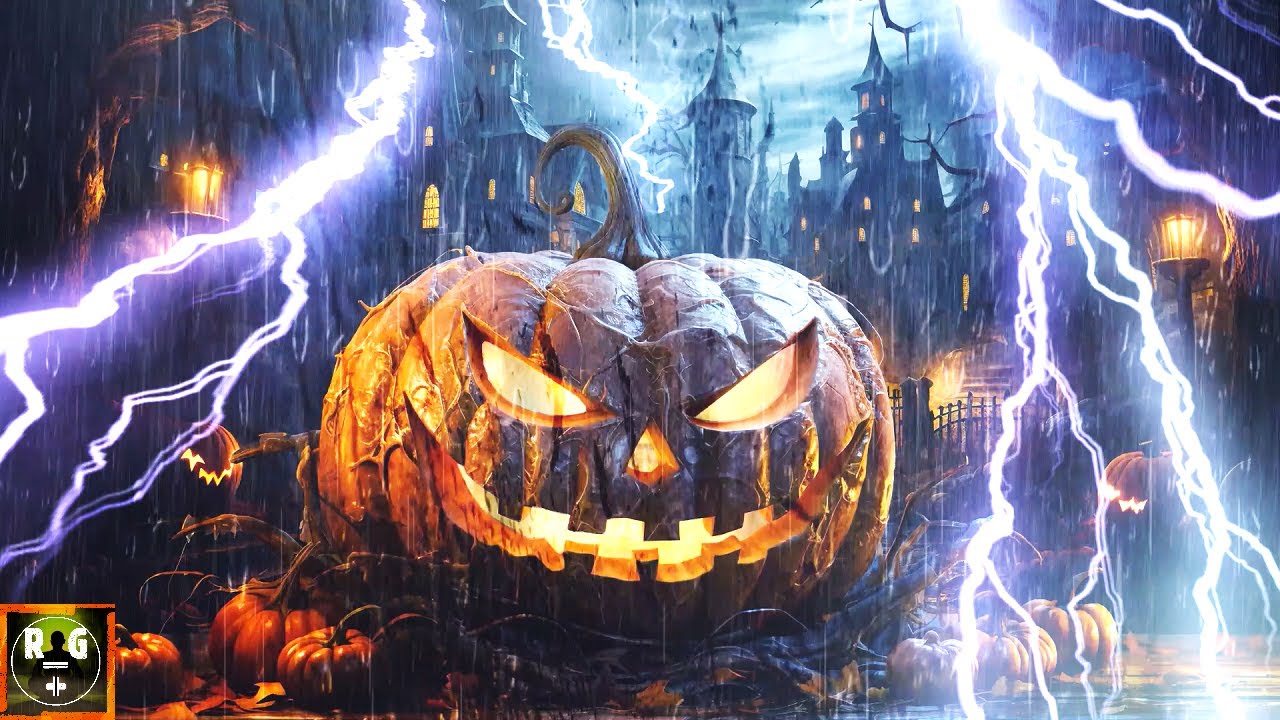 Halloween Thunderstorm Sounds with Heavy Rain, Loud Thunder and Spooky ...