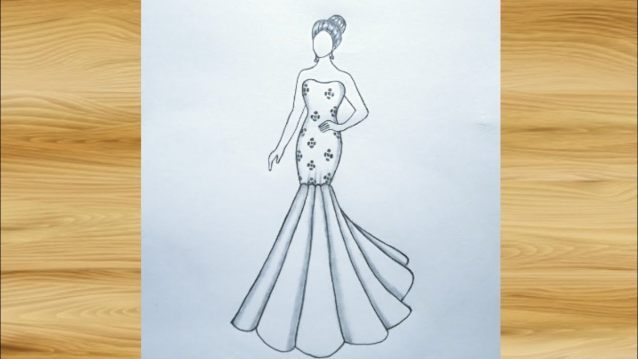 How to draw beautiful dress gown | Drawing design easy | Fashion ...