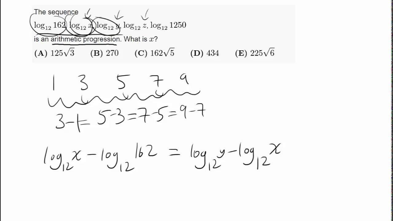 2013 AMC 12 A Problem 14 (Logarithm, Arithmetic Sequence) - YouTube