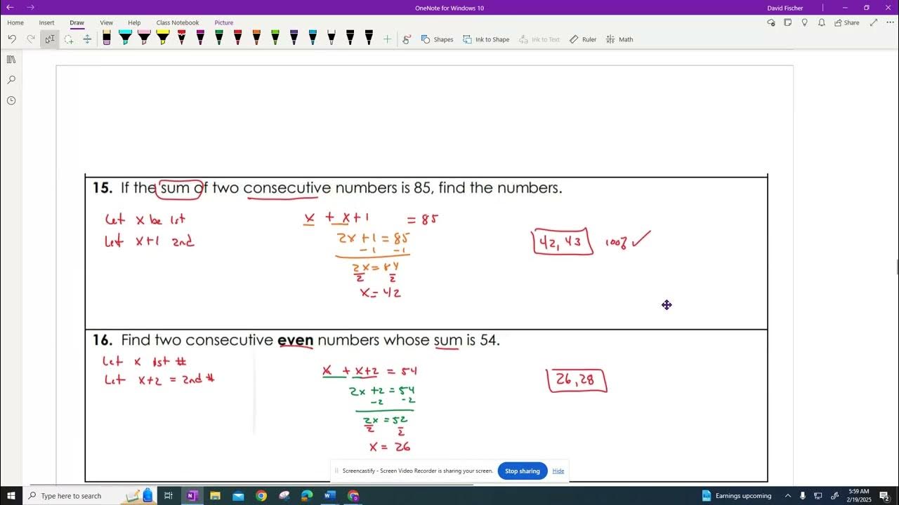 Lesson 18 (Day 2) Word Problems -Consecutive Number patterns - YouTube