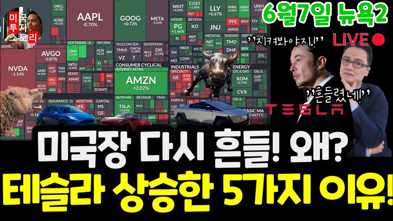 미국주식시황오늘 왜 흔들렸나 테슬라 상승한 5가지 이유 엔비디아는 왜 구글 애플 아마존 메타 마이크로소프트 리비안