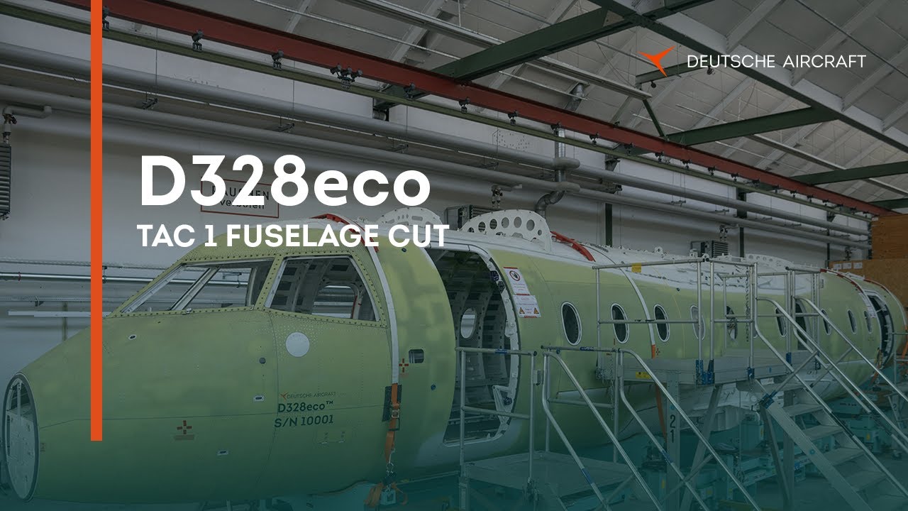 #D328eco: First Test Aircraft Fuselage Cut - YouTube