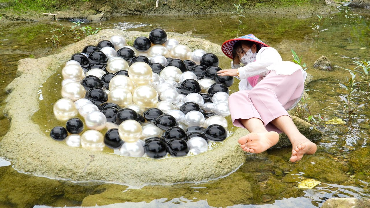 👙 Girl Treasure Hunting 💎，😱 Unexpectedly, pearls collected from clams ...