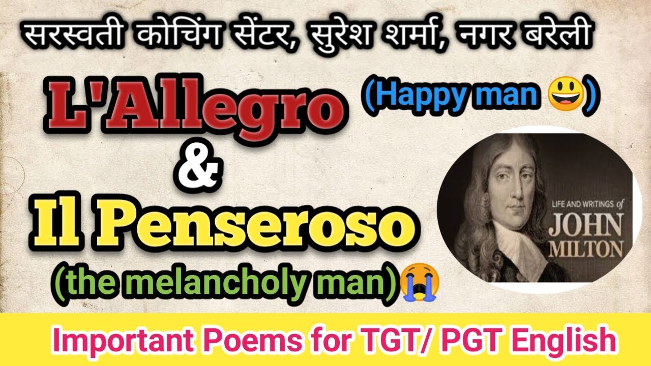 L'Allegro"& IL PENSEROSO poems by John Milton - YouTube
