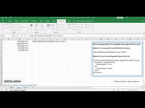 How to compare dates if it is greater than a given date in excel - YouTube