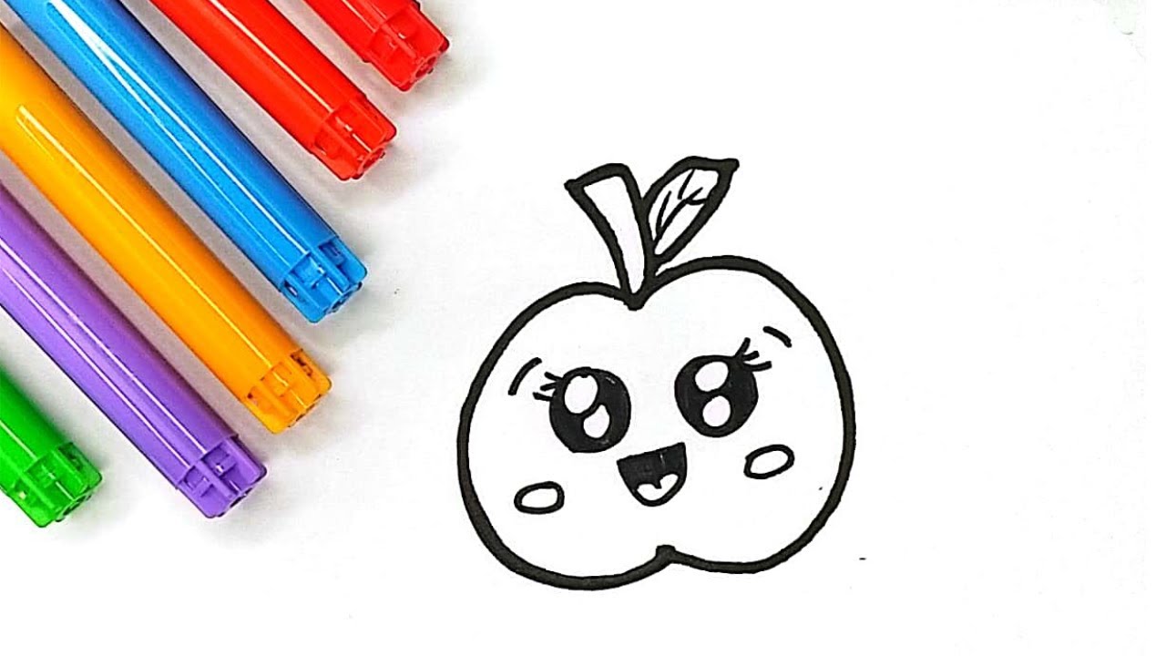 Easy Drawing a Cute Apple for Kids - YouTube