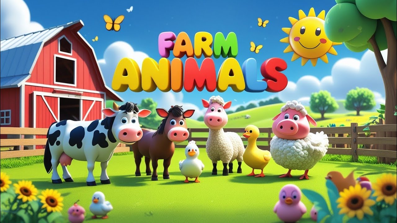 🐮 Farm Animals Song | Learn Animal Sounds for Kids | Nursery Rhymes ...