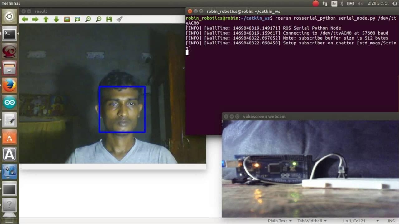 Face detection with OPENCV,ROS and ARDUINO -new - YouTube