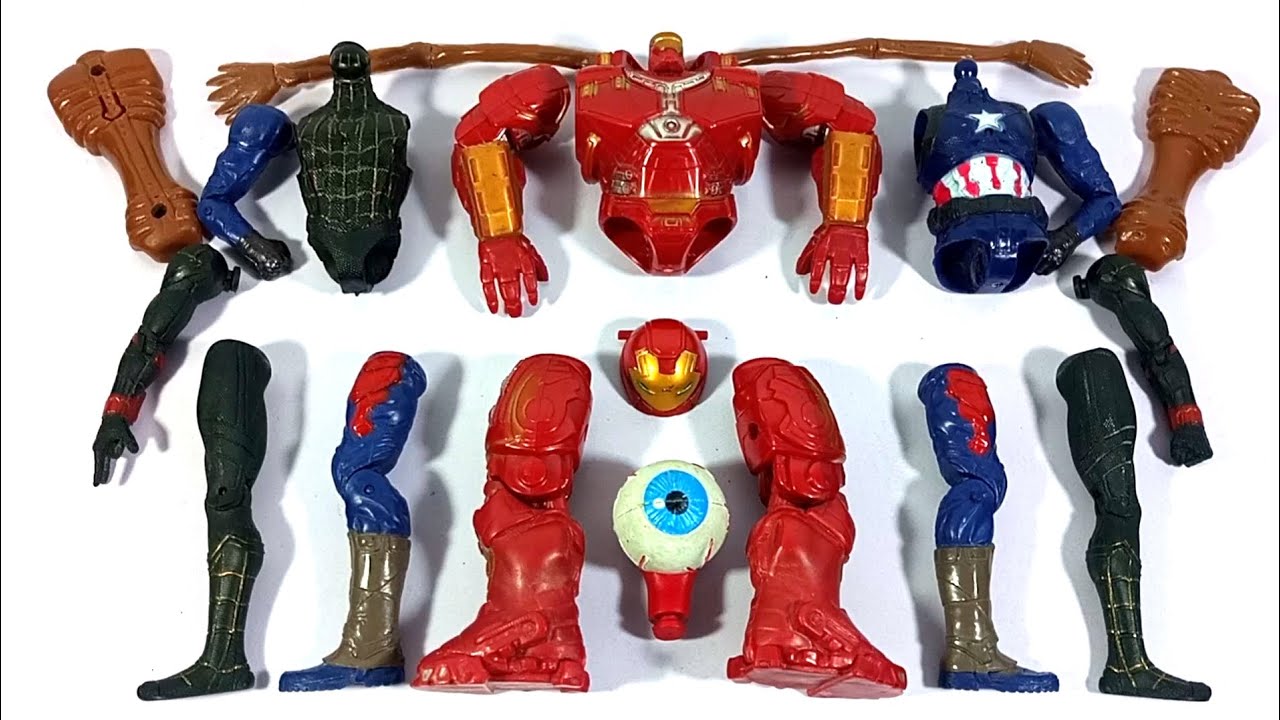 Merakit Mainan iron Buster vs Black Spider-Man vs Captain America vs ...