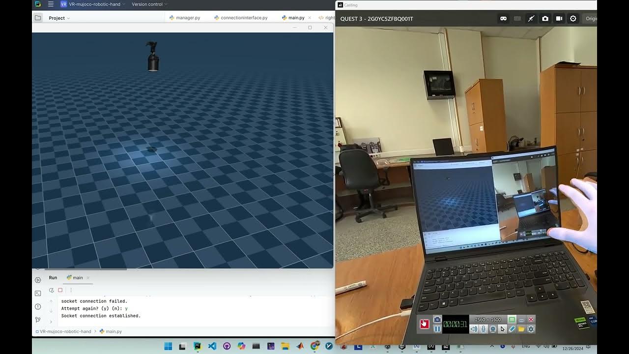 Virtual Reality to Mujoco real time simulation. - YouTube