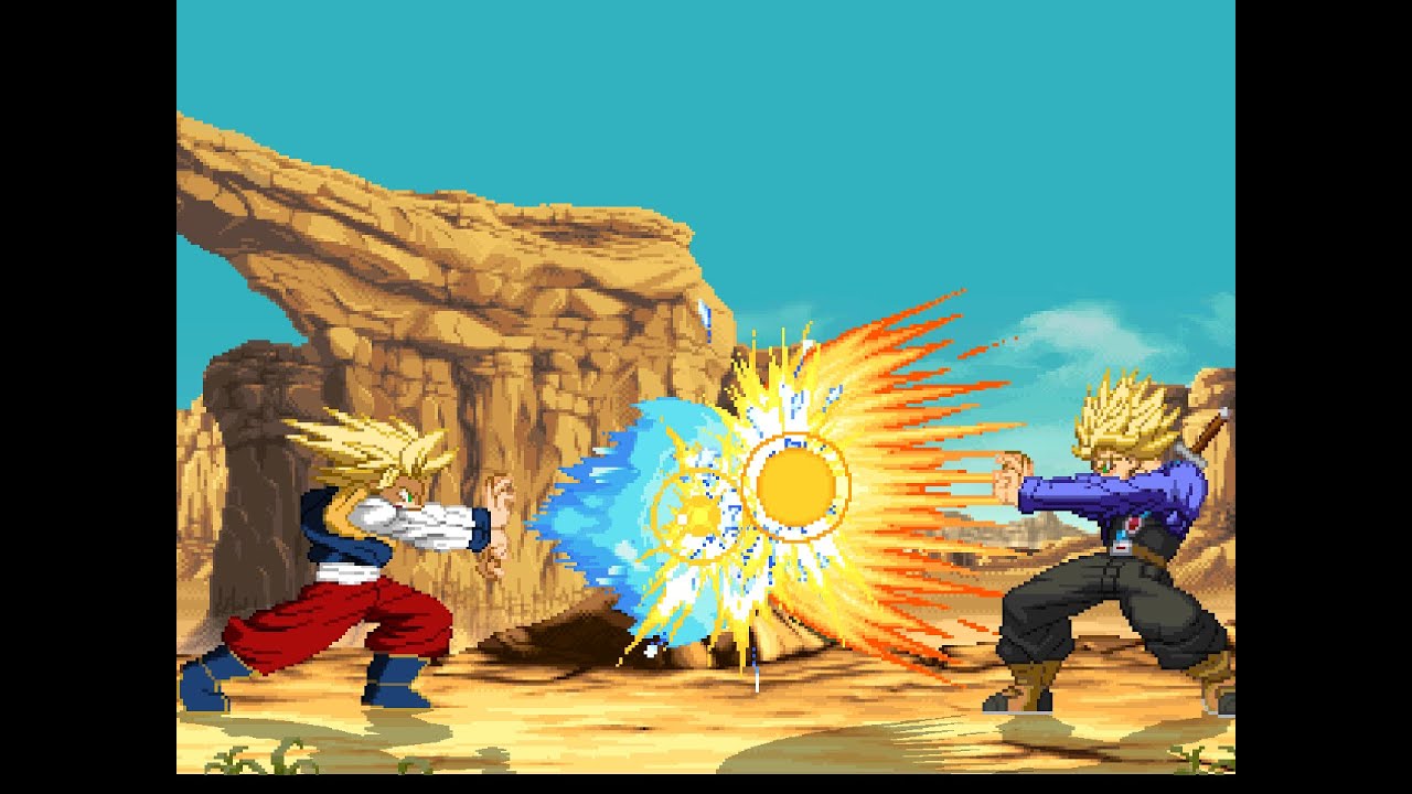 Hyper DBZ - SSJ Goku Vs. SSJ Trunks - YouTube