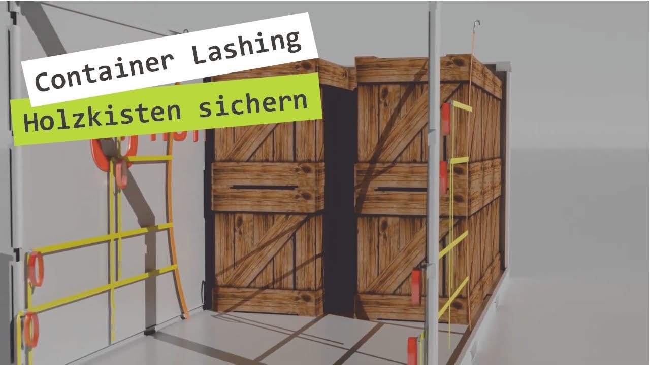 Ladungssicherung im 20'Container: Holzkisten mit (R) Lashing Container ...