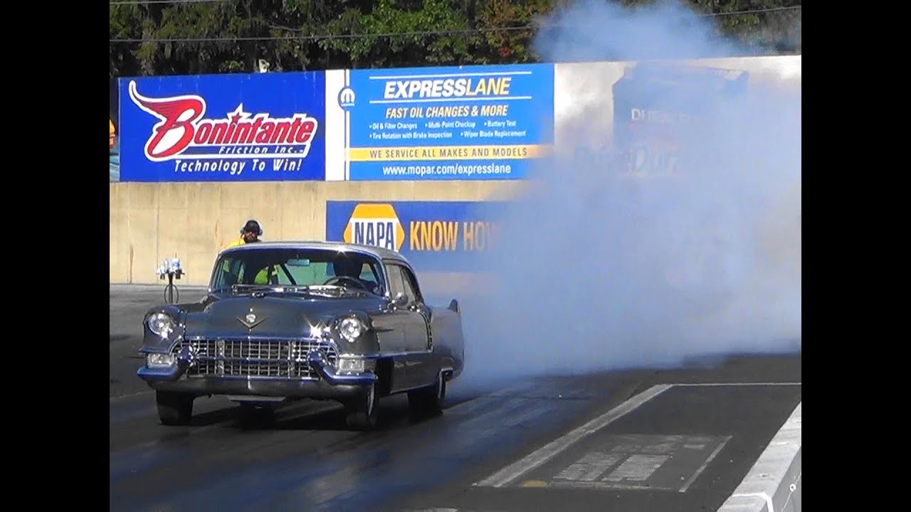 Checkout This Beast 55 Cadillac Drag Racing Mgrove Door Wars 2017 - YouTube