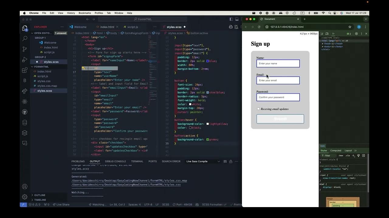 How to Create a Signup Form with HTML, CSS, and JavaScript | Web Development Tutorial - YouTube