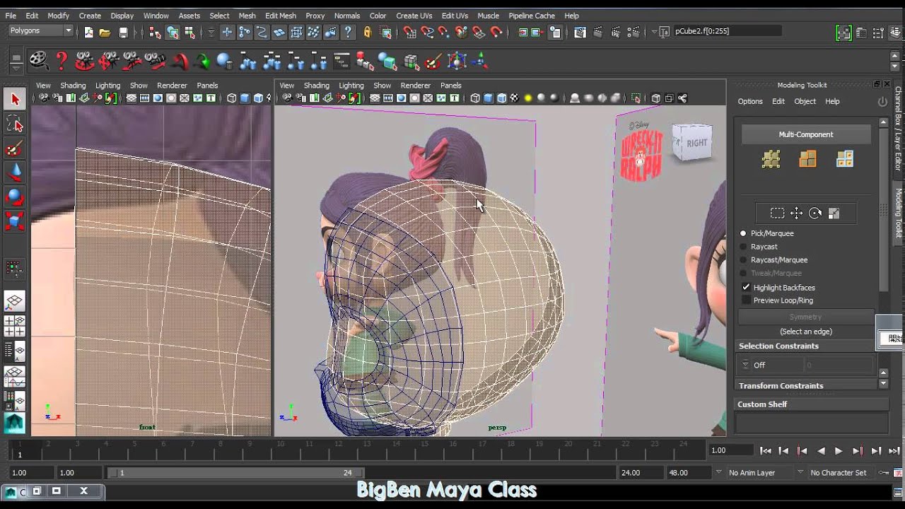 Maya Modeling Vanellope 21 Bigben Maya Class Youtube