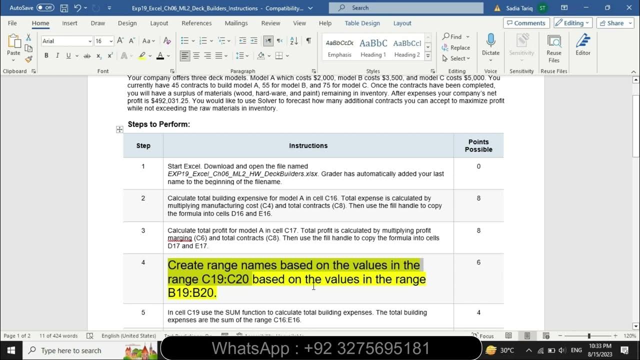 Exp19_Excel_Ch06_ML2_Deck_Builders | Exp19 Excel Ch06 ML2 Deck Builders | MyLab Service Solution ...