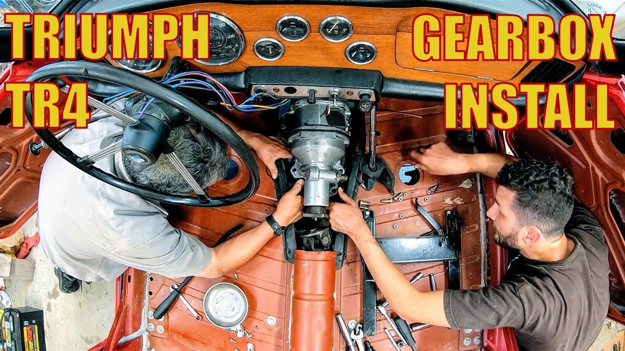 Mounting the Rebuilt TR4 Gearbox and Overdrive - The WEGS GARAGE Triumph is Together Again ...