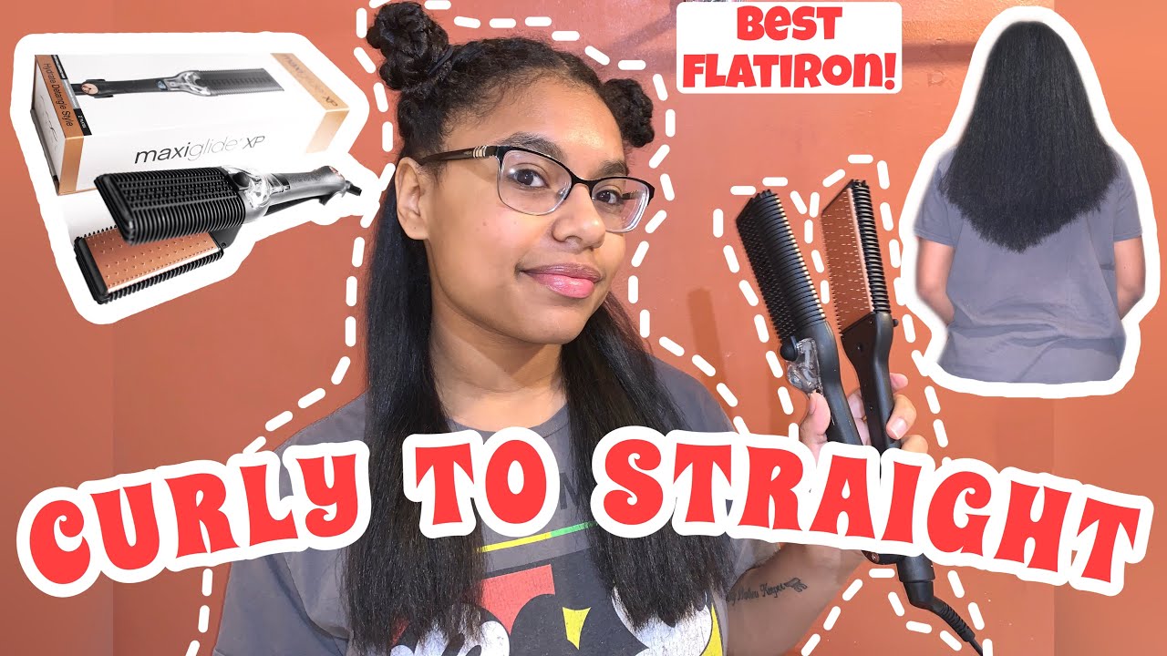STRAIGHTENING CURLY HAIR | MAXIGLIDE XP REVIEW - YouTube