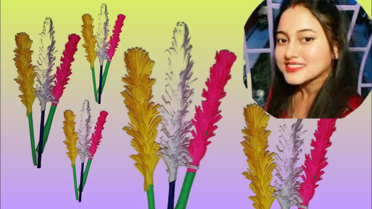 How to make paper flower stick ।। DIY flower stick।। handmade flower ...
