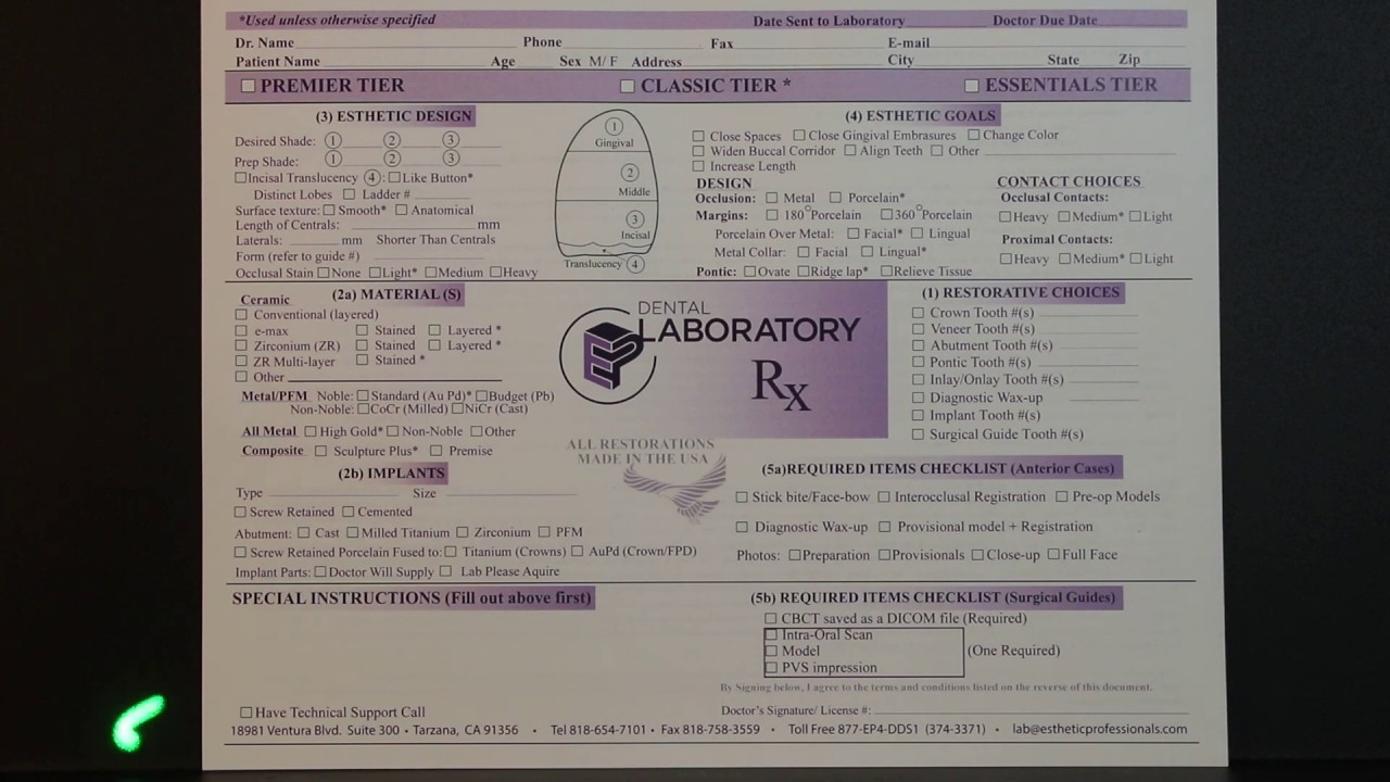 Esthetic Professionals Laboratory Rx Instructions - YouTube