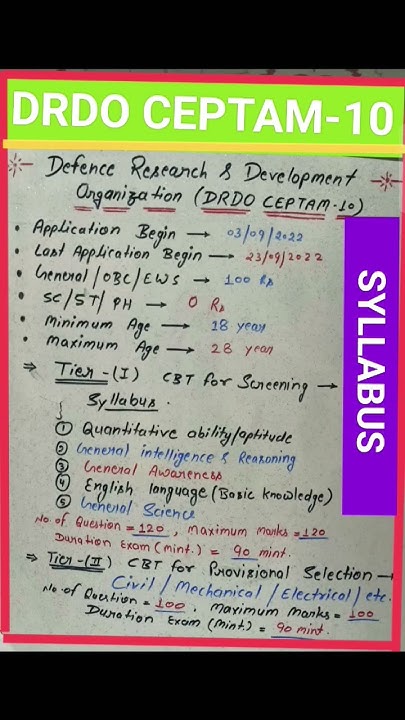 DRDO CEPTAM 10 Syllabus Tier 1 and Tier 2 Most important - YouTube