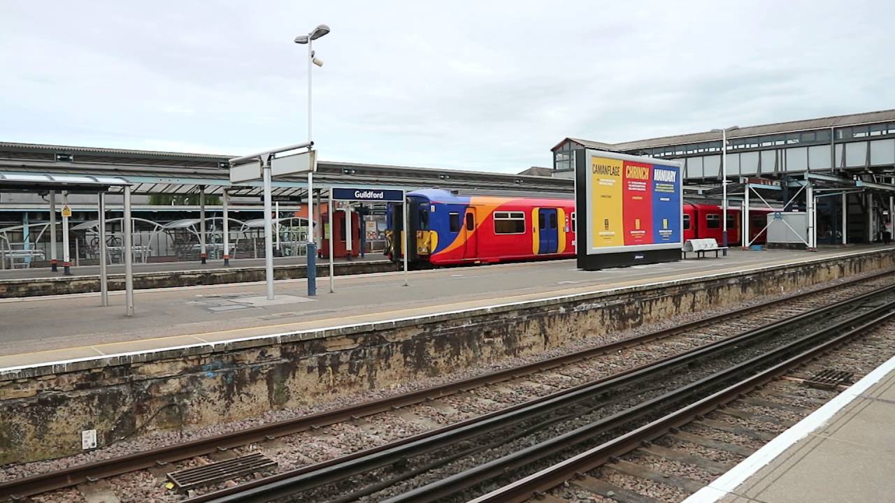 SWT Class 455 Departing Guildford - YouTube