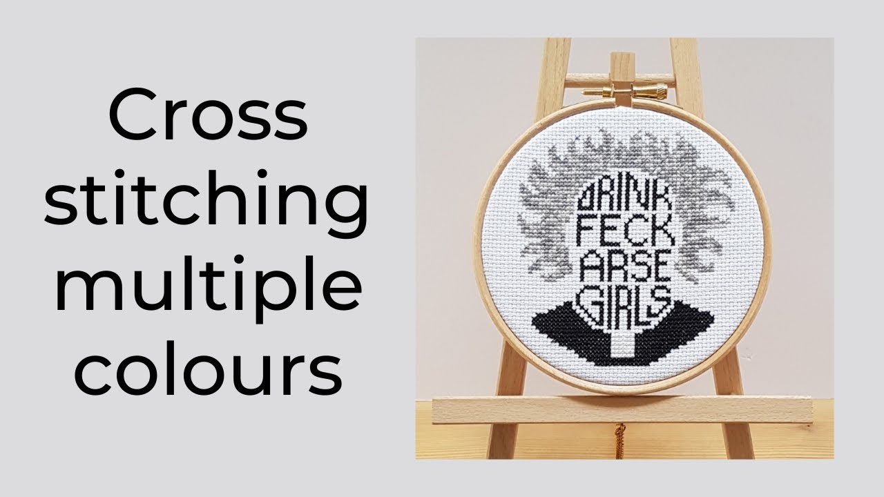 Cross stitching multiple colours - YouTube