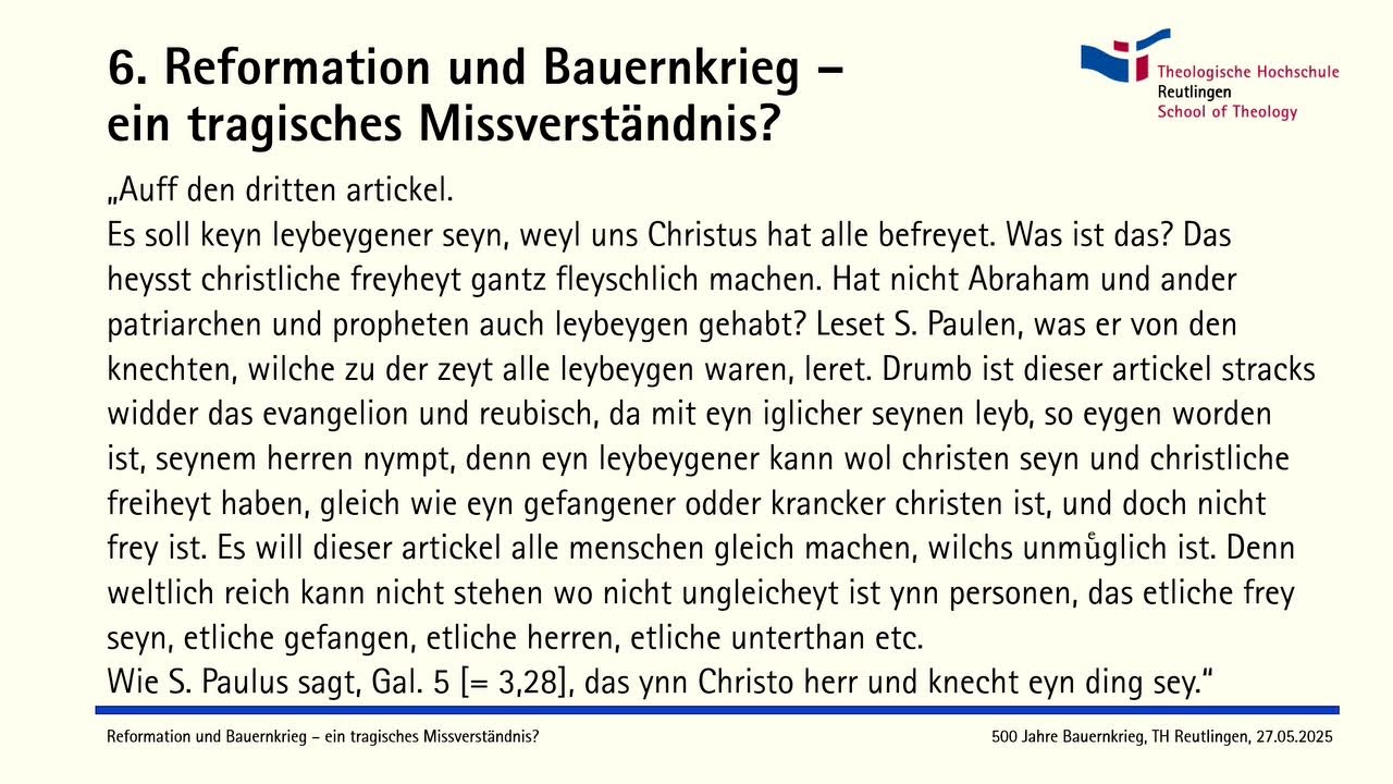 Reformation und Bauernkrieg - ein tragisches Missverständnis? | Prof ...
