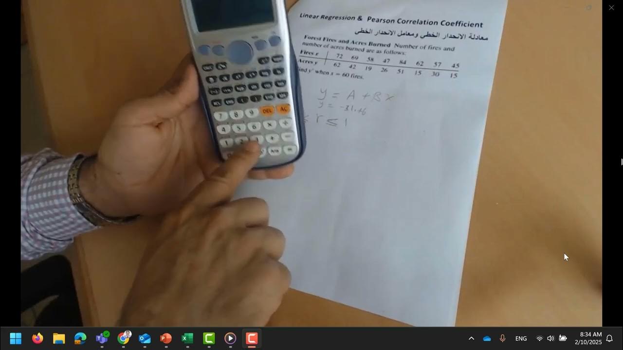 Simple Linear Regression using Casio fx 991es plus - YouTube