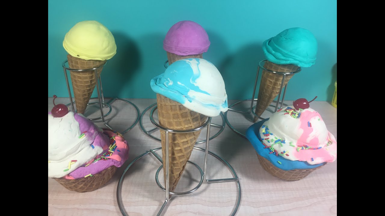 Play Doh Ice Cream Cones and Waffles Surprise Eggs Frozen, MLP and more ...