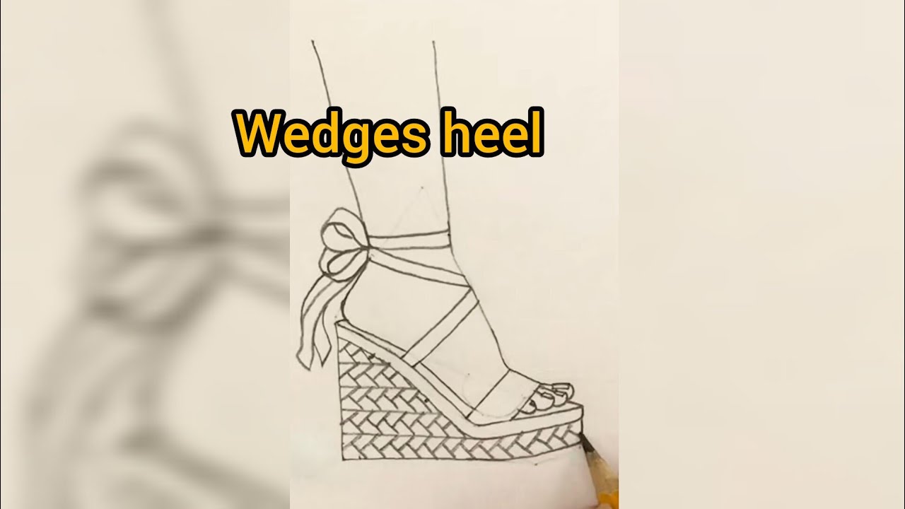 Wedges Heel Drawing 👠||Easy drawing technique ️🖌 High heels drawing ...