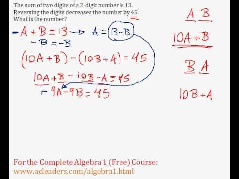 (Algebra 1) Systems of Equations - Reversing Digits Word Problem #2 ...