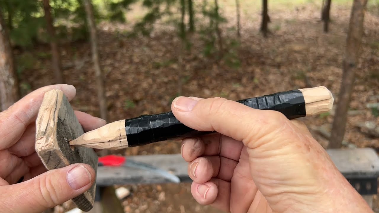 Crafting A 2 Piece Bow Drill Spindle From 100 Year Old Pine - YouTube