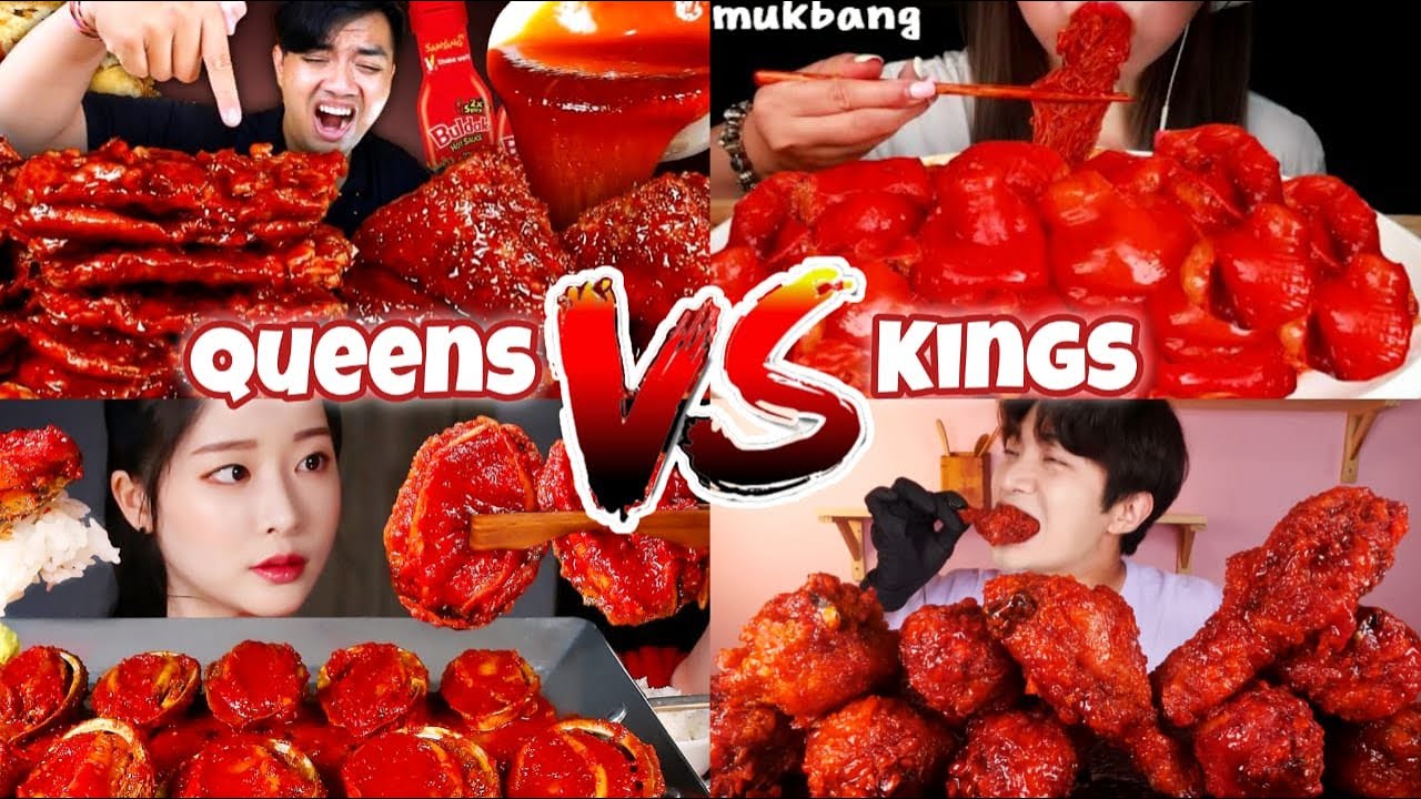 QUEENS OF SPICY MUKBANG vs KINGS OF SPICY MUKBANG👸🆚🤴🏻🌶️| Lets eat with ...
