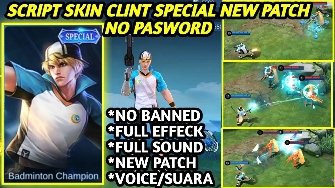 Script Skin Clint Special Badminton Champion NO PASSWORD FULL EFFECT ...