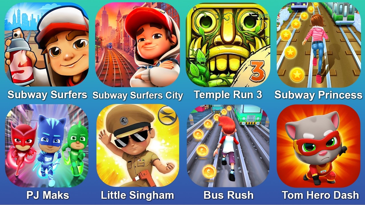 Subway Surfers,Subway Surfers,Temple Run 3,Subway Princess,PJ Maks ...