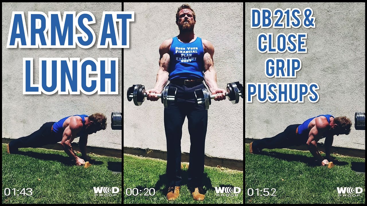 Arms At Lunch Supinated DB 21s Close Grip Pushups Conc Curl - YouTube
