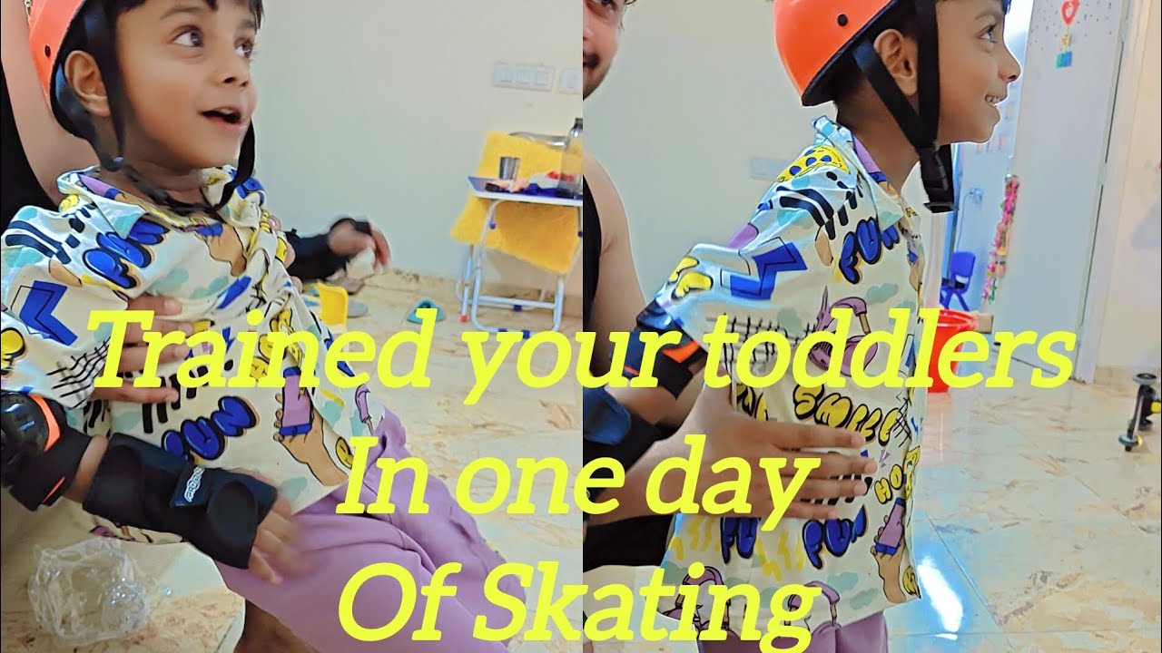 4yrs Toddlers skating training at first day | Skating for beginners ...