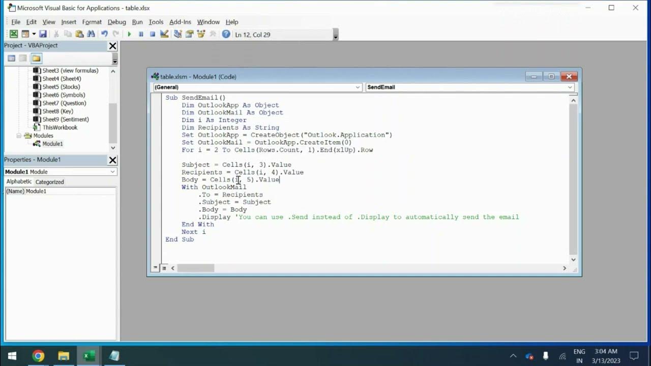 Sending Emails in Microsoft Excel using Visual Basic macros (in Hindi) - YouTube