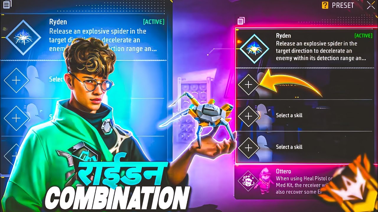 RYDEN SKILL COMBINATION 2025 | BR RANK BEST CHARACTER COMBINATION IN ...