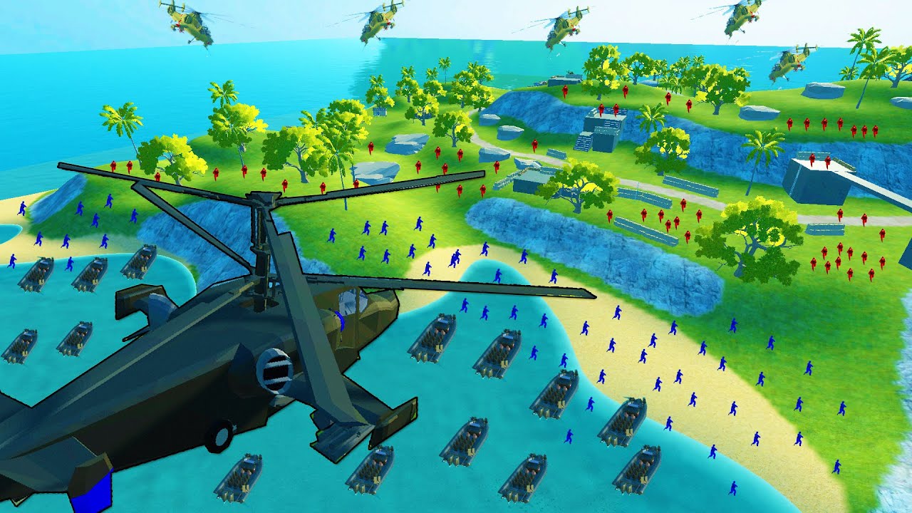 Leading a Huge HELICOPTER Island Beach Invasion! - Ravenfield - YouTube