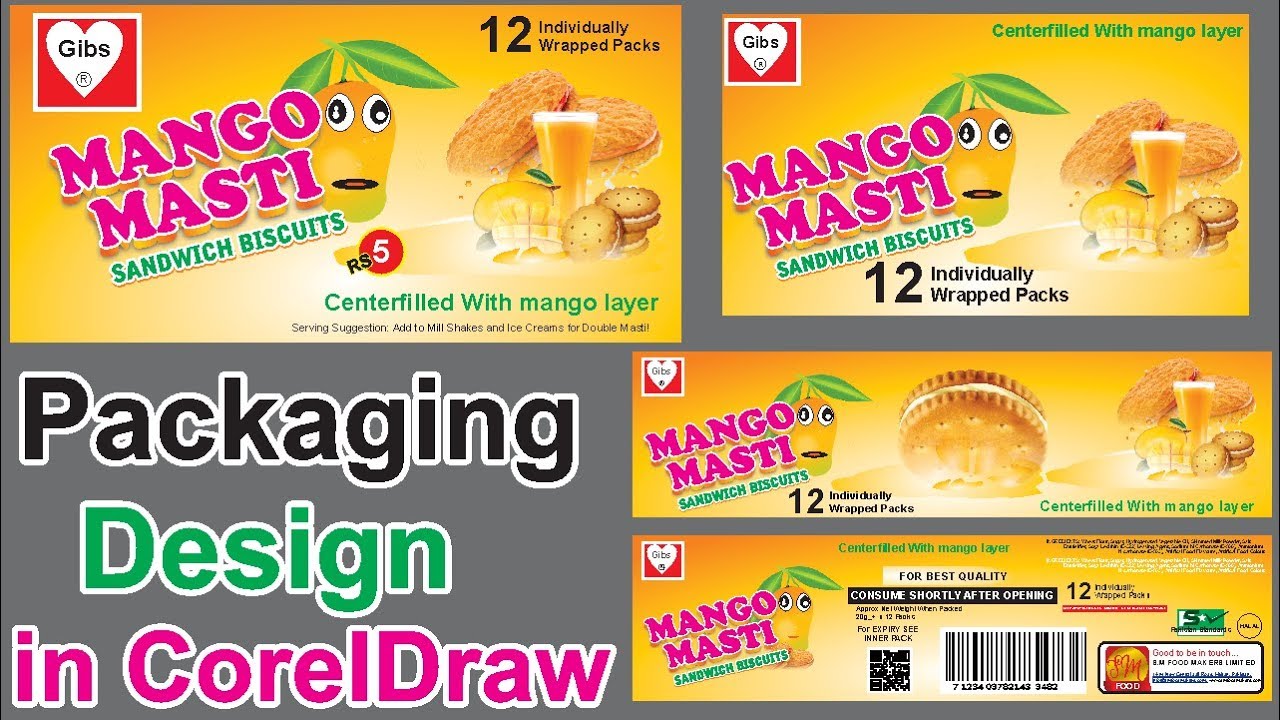Food Packaging Design in CorelDraw X7 #2 with inqalab Graphics - YouTube