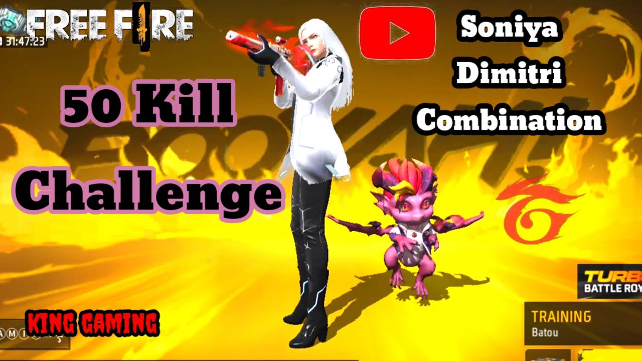 FREE FIRE 50 KILL CHALLENGE 😁 Complit /soniya and Dimitri combination ...