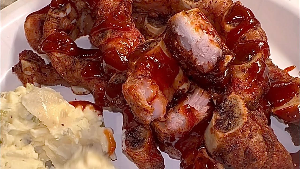 Air Fried BBQ Riblets and Wings with Potato Salad - YouTube