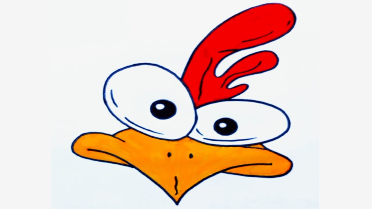 Learn How to Draw Cartoon Crazy Chicken With Big Eyes #satisfying # ...